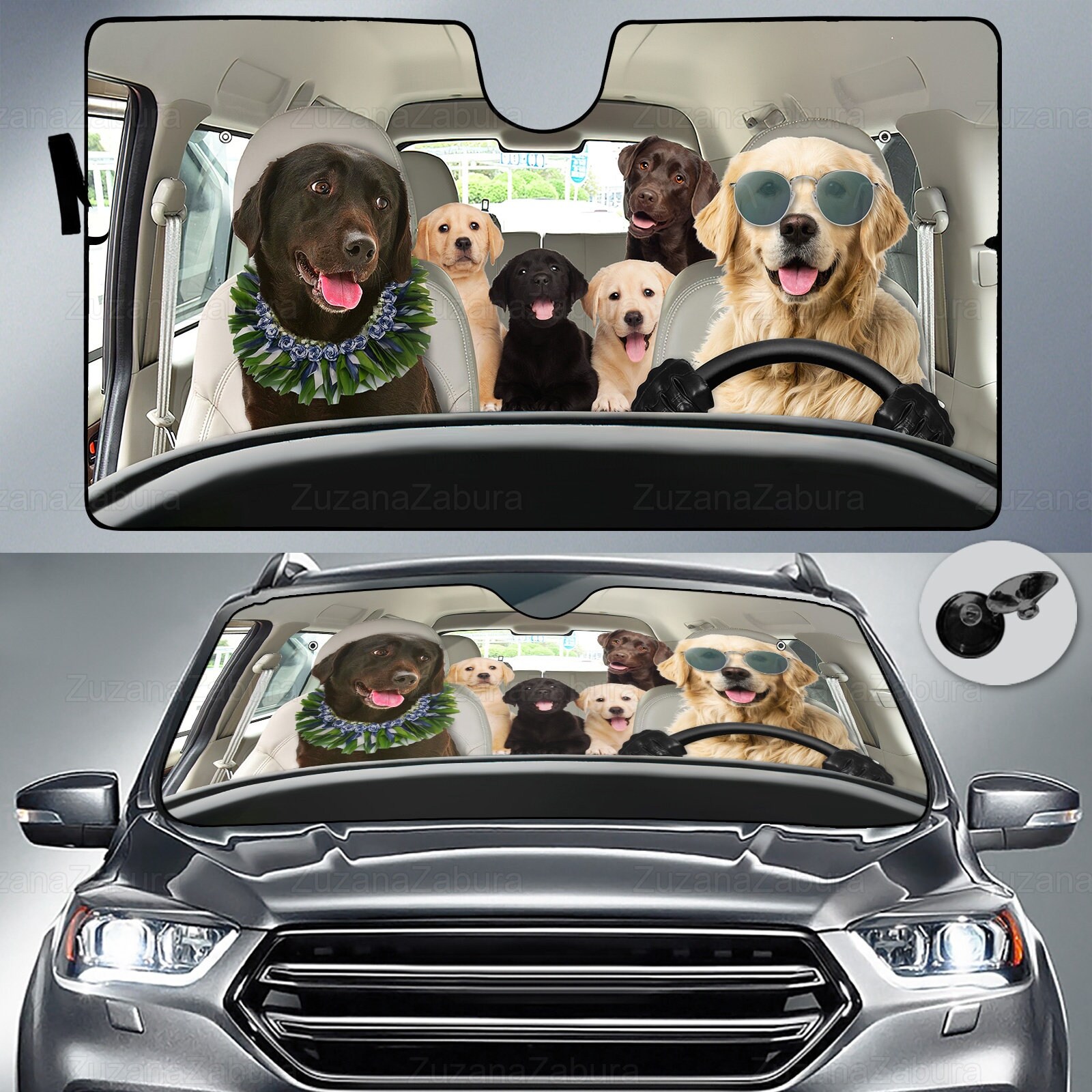Labrador Retriever Car Sun Shade, Labrador Car Sunshade, Labrador Car ...