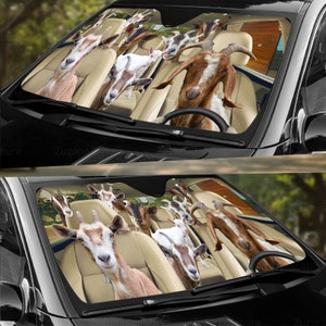 Goat Family Car Sun Shade, Funny Goat Sun Shade, Goat Car Windshield ...