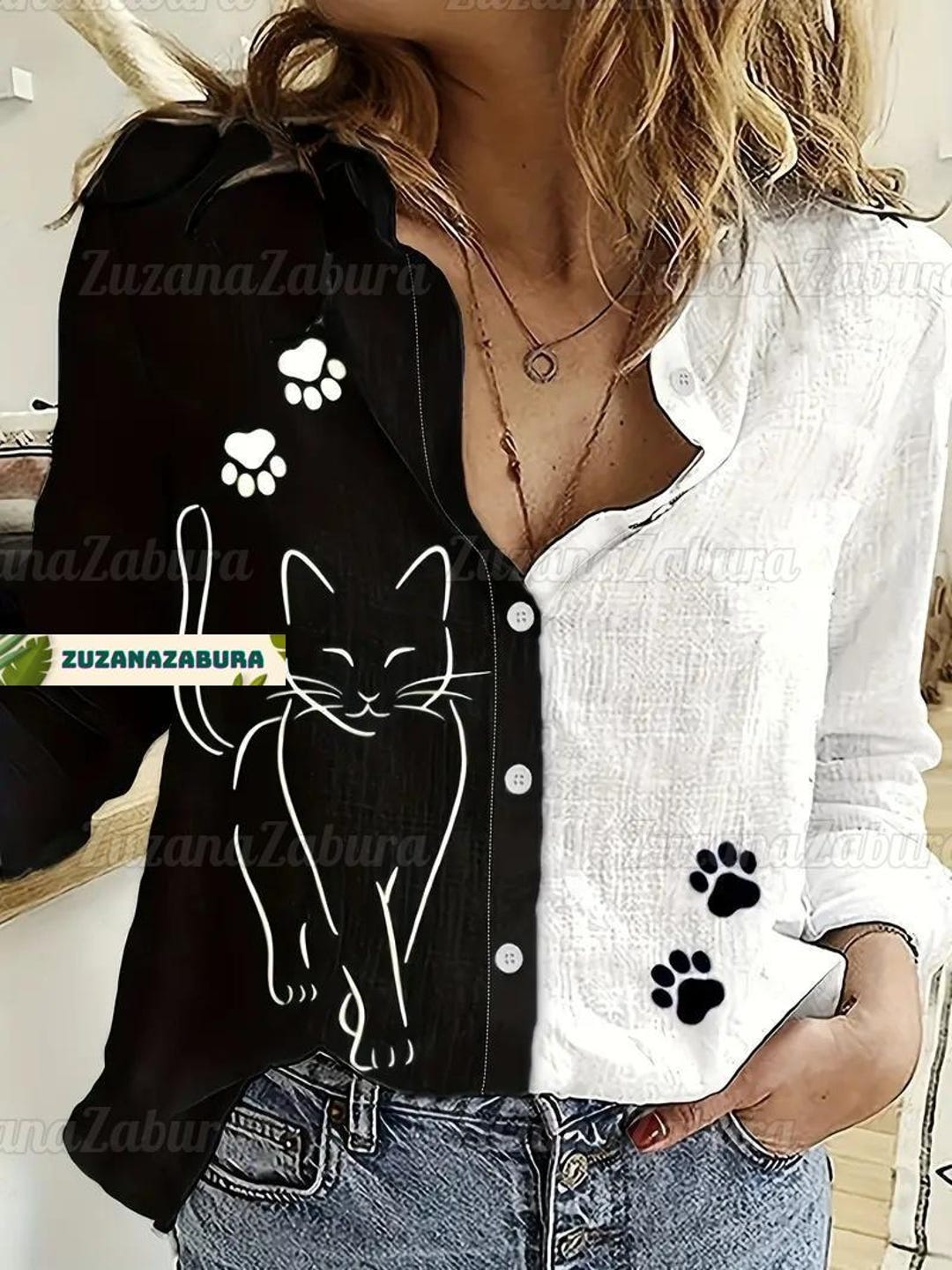 Cat Linen-look Shirt, Cat Shirt, Funny Cat Shirt, Cat Lover Gifts, Cat ...