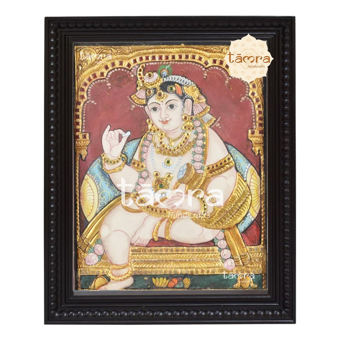 Tanjore Painting - Butter Krishna, Krishna Painting, Krishna Photo ...