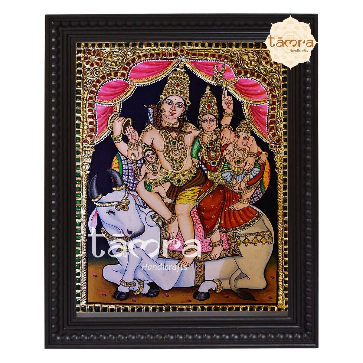 Tanjore Painting - Shiva Family, Shiva Wall Art, Shiva Wall Painting ...