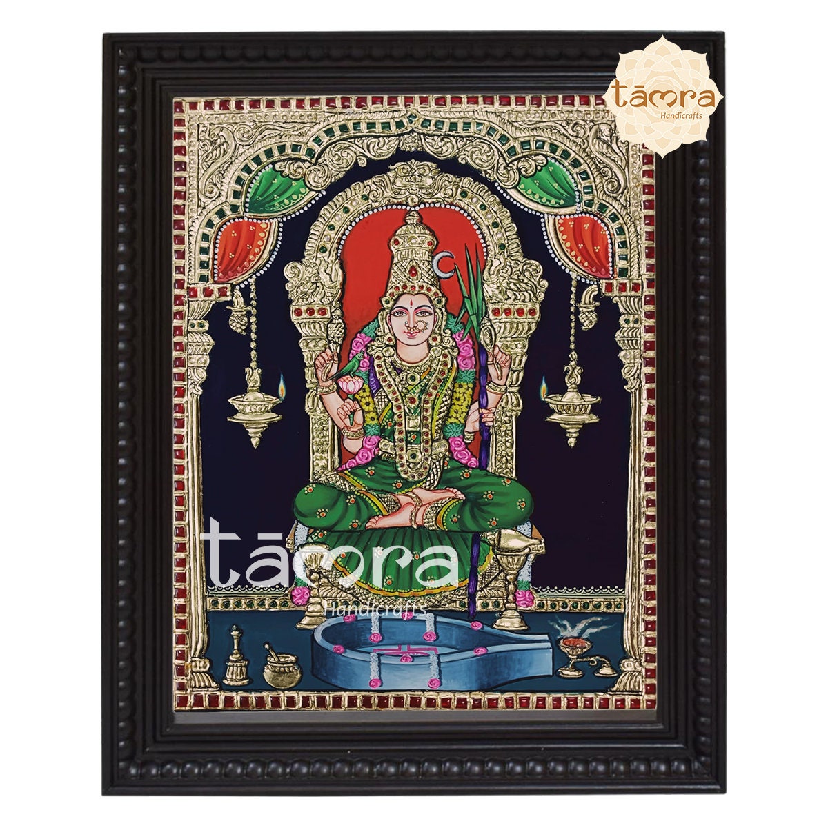 Lalitha Devi Tanjore Painting – Gold Leaf & Semi-precious Stones - Etsy
