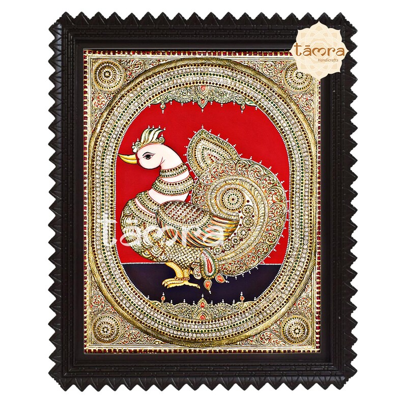 Tanjore Painting Royal Anna Bird Tanjore Traditional - Etsy
