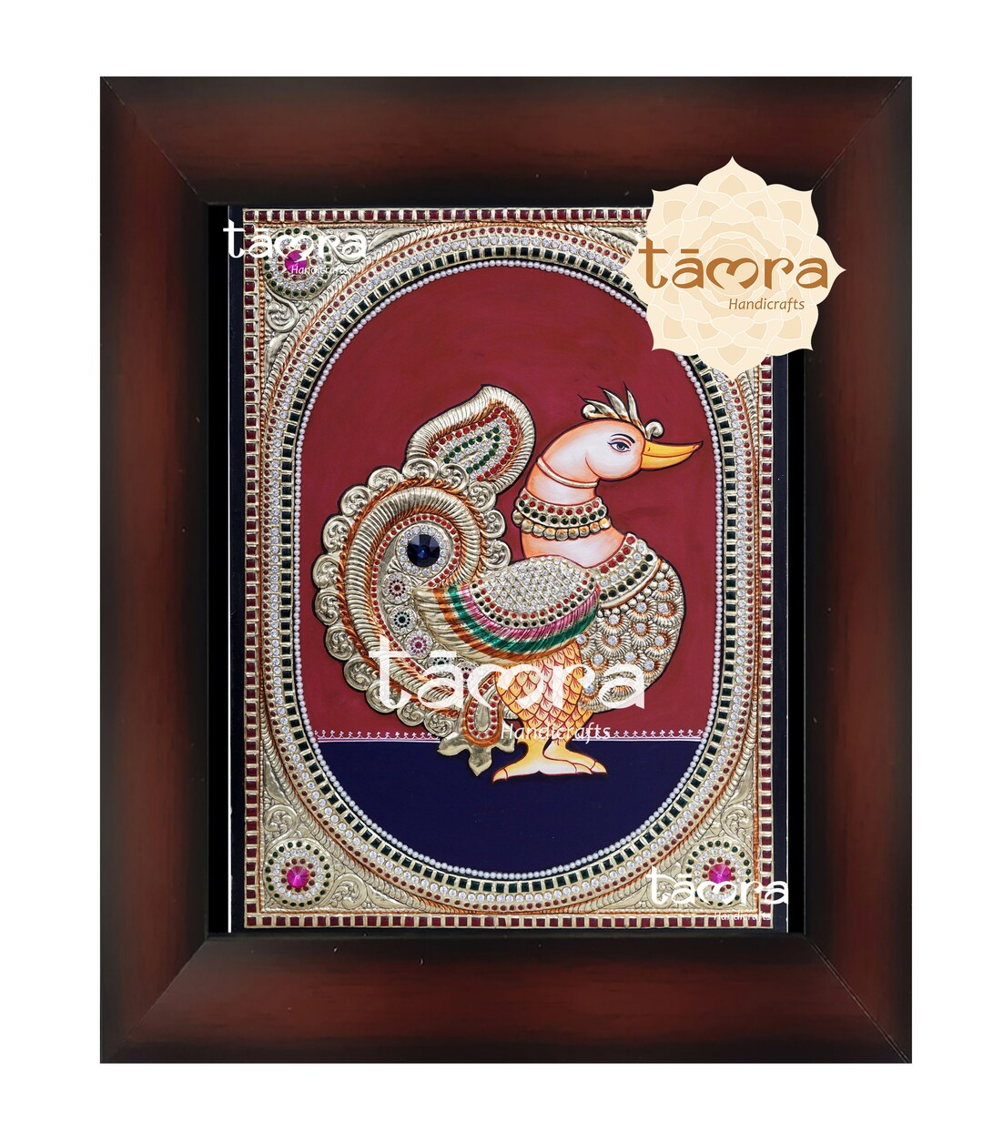 Royal Anna Bird Tanjore Painting – Gold Leaf, Teakwood Frame - Etsy