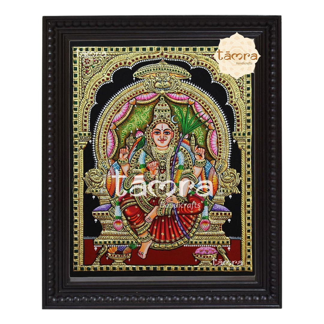 Goddess Lalitha Tanjore Painting – Gold Leaf, Tripura Sundari Art - Etsy
