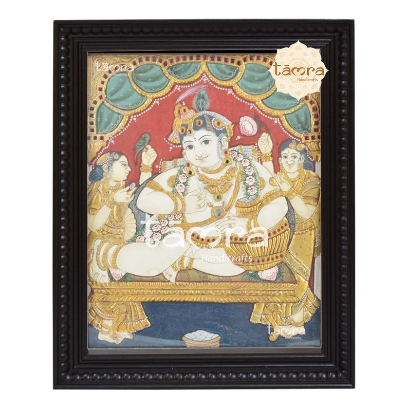 Krishna Tanjore Painting Krishna With Rukmini and - Etsy