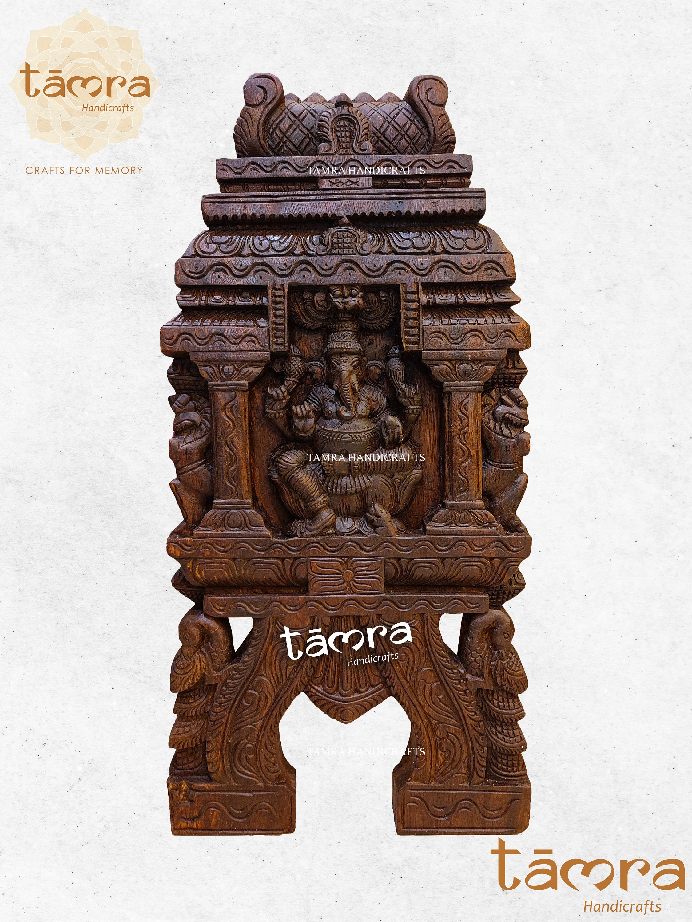 Hand Carved Temple Ganesha Wall Panel, Indian Pooja Room Decor - Etsy