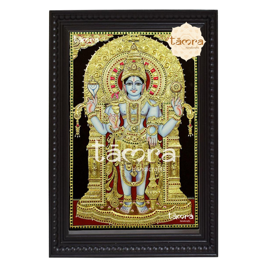 Tanjore Painting Chenna Kesava lord Vishnu, Chennakesava Photo, Vishnu ...
