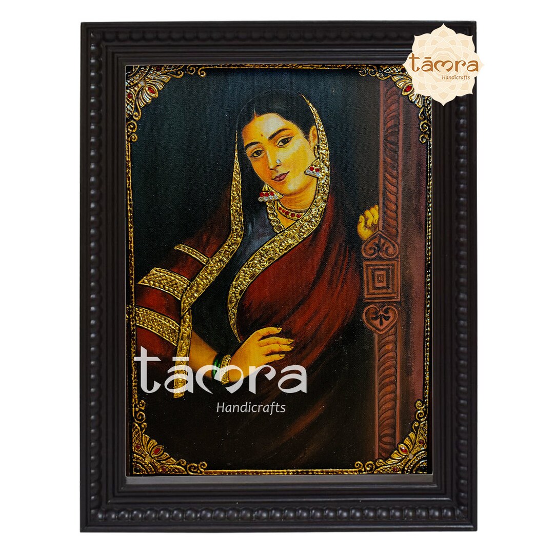 Tanjore Painting Raja Ravi Varma Recreation Maharashtrian Beauty ...