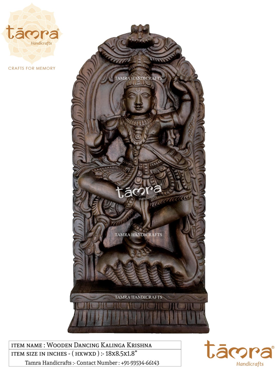 Wooden Kalinga Krishna Panel, Wall Hanging Krishna, Wall Decor, Indian ...