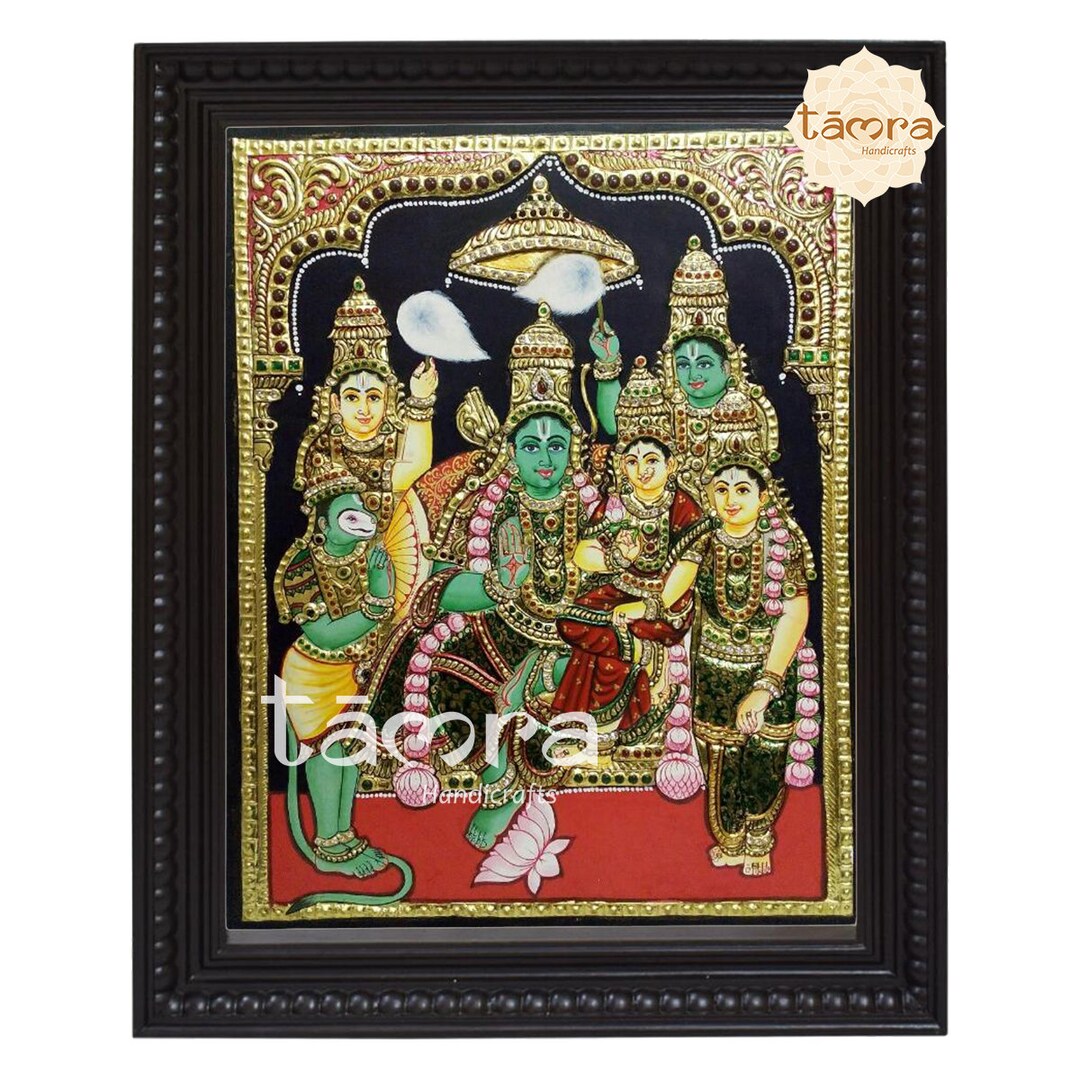 Tanjore Painting - Ram Darbar, Pure 22ct Gold Foil Thanjavur Painting ...