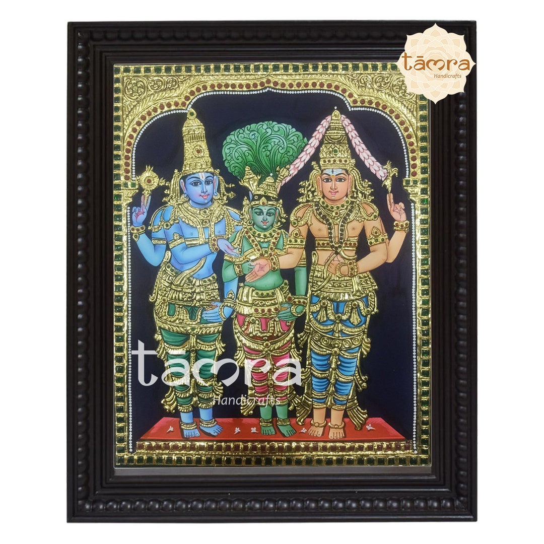 Tanjore Painting - Girija Kalyanam, Girija Kalyana, Shiva Parvati ...