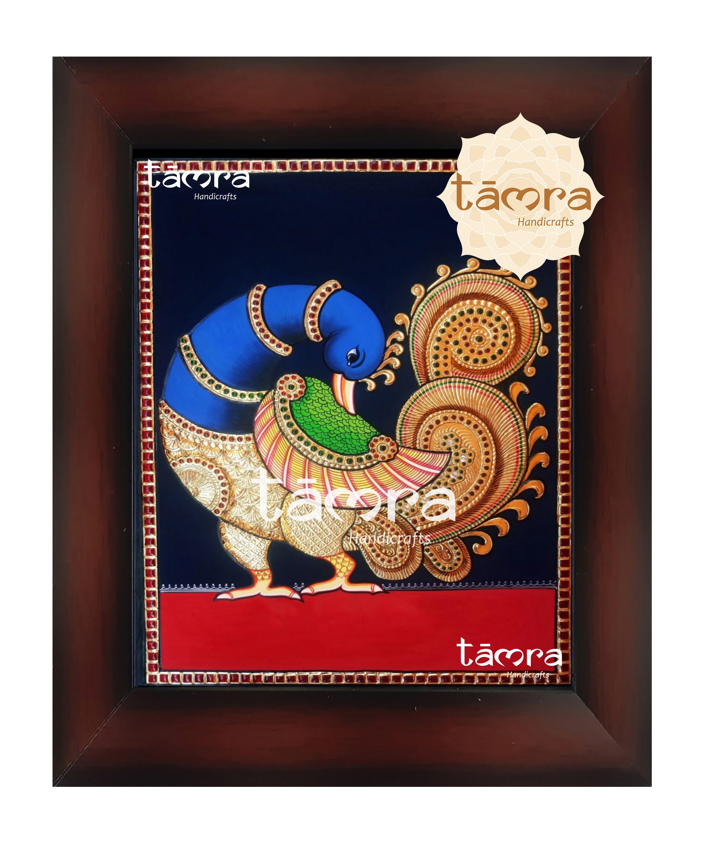 Tanjore Painting - Royal Peacock Bird, Tanjore Traditional Painting ...