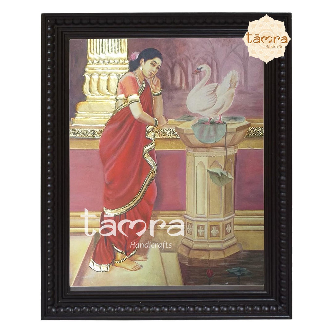 Tanjore Painting Raja Ravi Varma Recreation Hamsa Damayanthi, Ravi ...