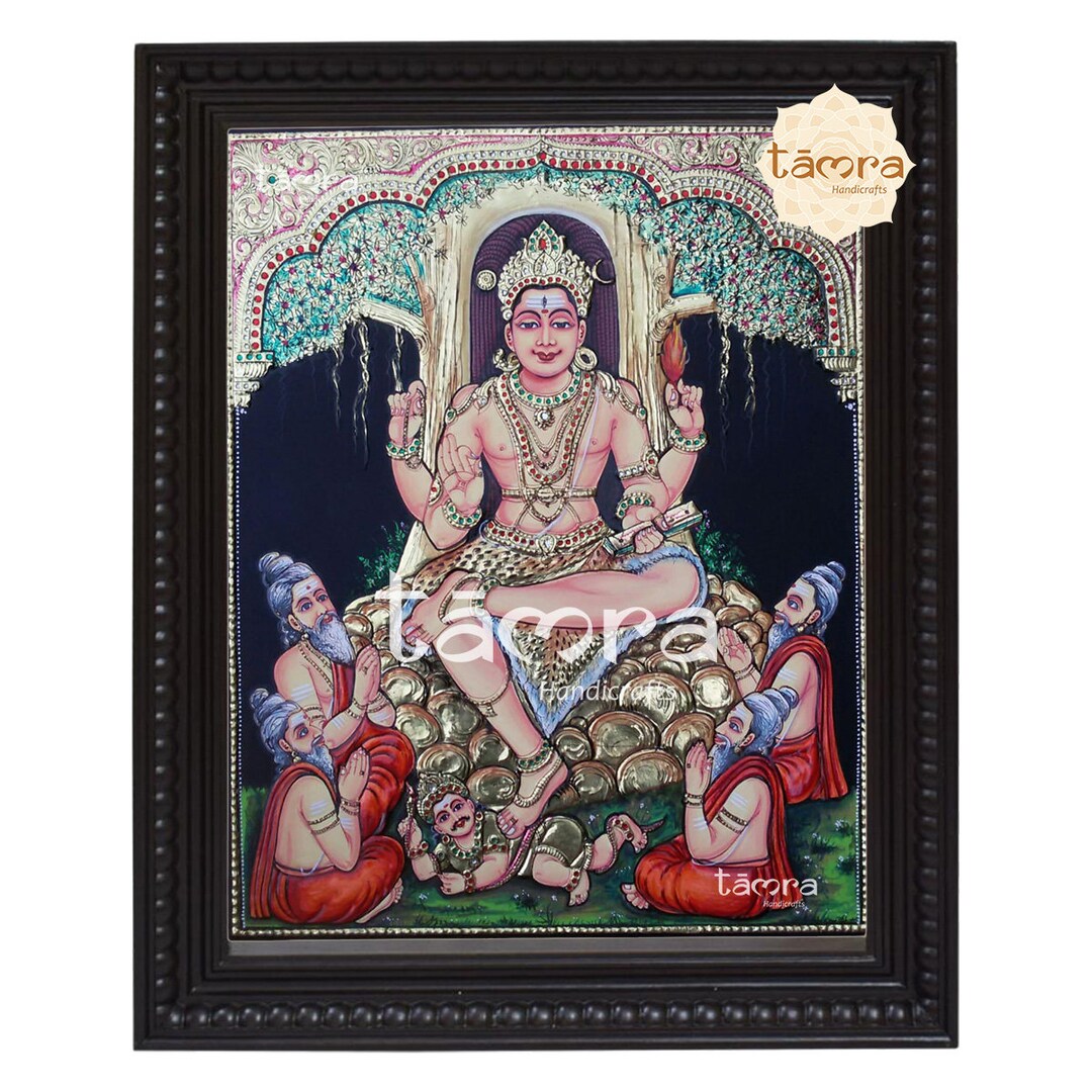 Dakshina Murthy Tanjore Painting, Dakshina Murthy Wall Art, Dakshina ...
