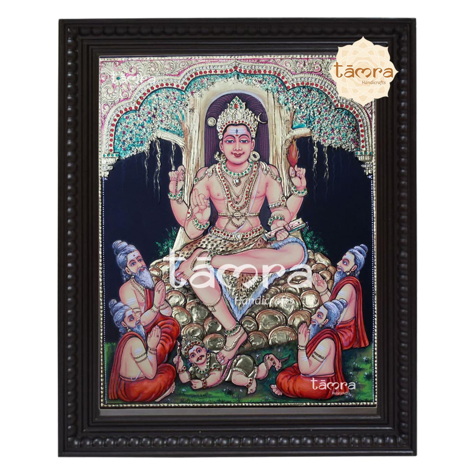 Dakshina Murthy Tanjore Painting, Gold Leaf Shiva Wall Art - Etsy
