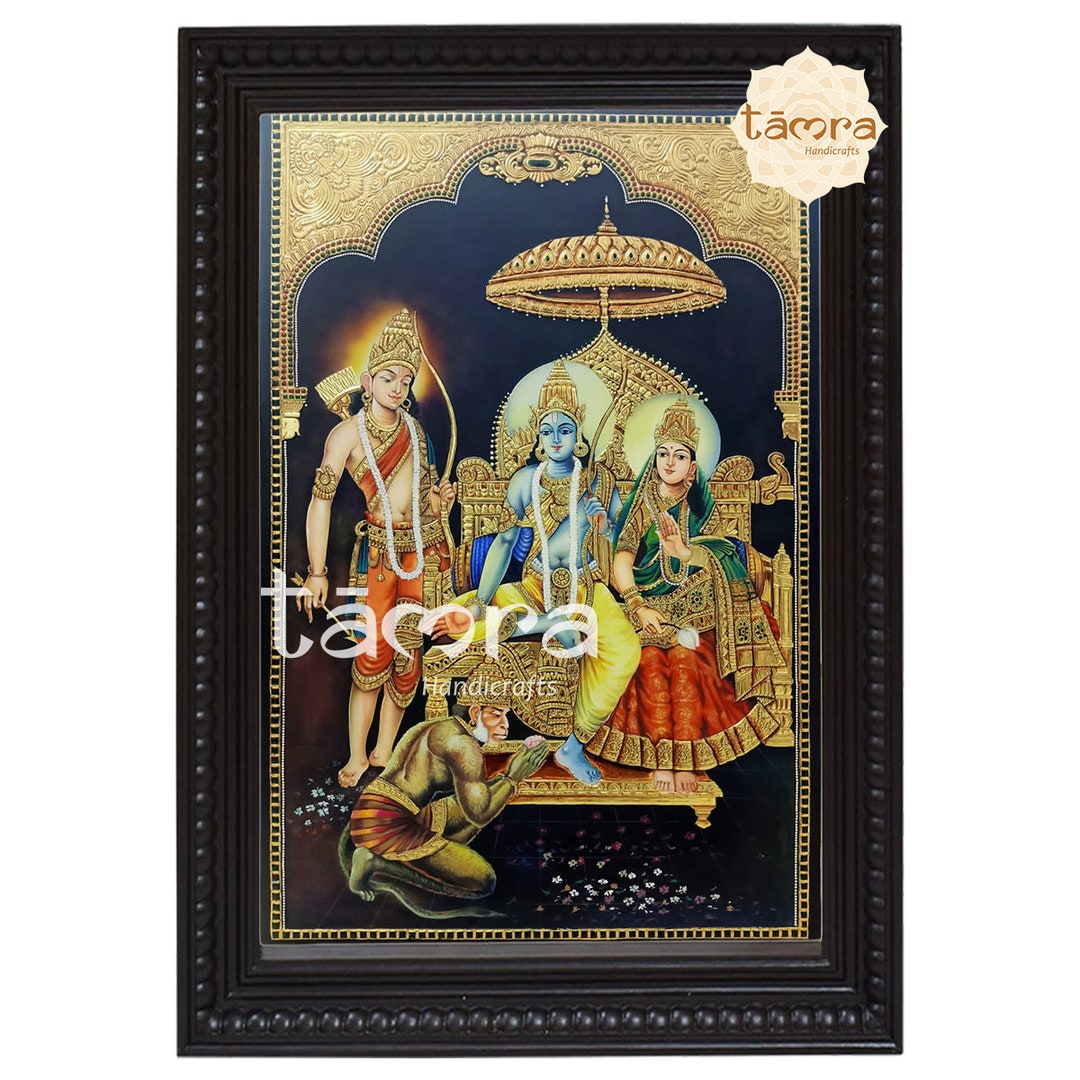 Tanjore Painting - Ram Darbar, Pure 22ct Gold Foil Thanjavur Painting ...