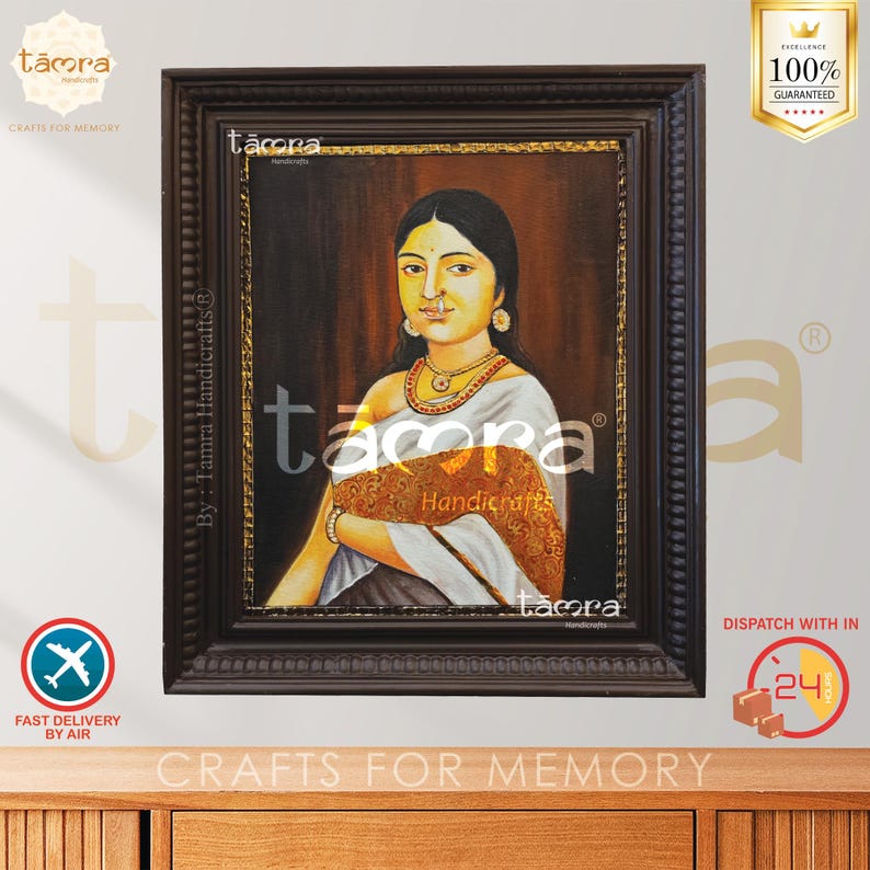 Tanjore Painting - Raja Ravi Varma Kerala Royal Lady, Ravi Varma ...