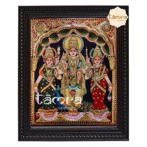 Tanjore Painting - Lord Murugan Swamy With Devasana & Valli Devi, Murugan Photo, Subramanian ...