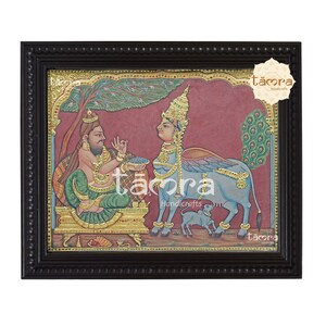 Cow Tanjore Painting - Kamdhenu, Cow Calf Tanjore Painting, Kamdhenu ...