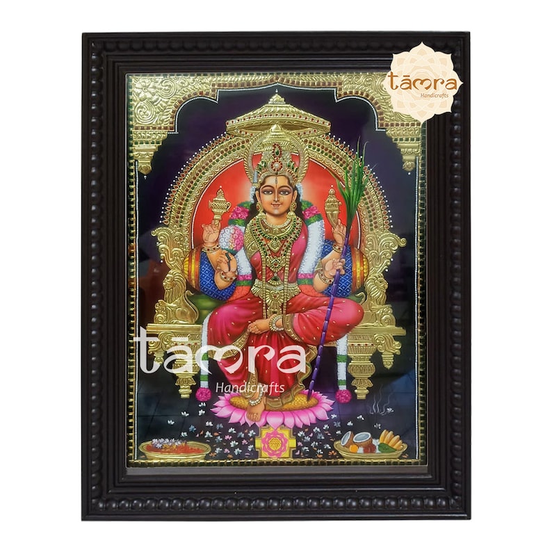 Handmade Lalitha Devi Tanjore Painting – Gold Leaf, Teakwood Frame - Etsy