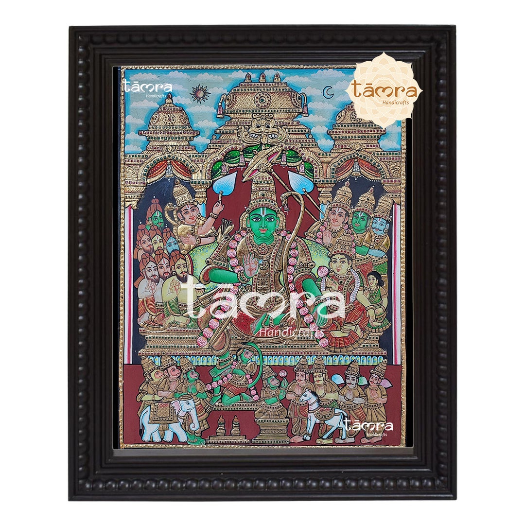 Ram Photo, Rama Pattabhishekam Tanjore Painting, Pure 22ct Gold Foil ...