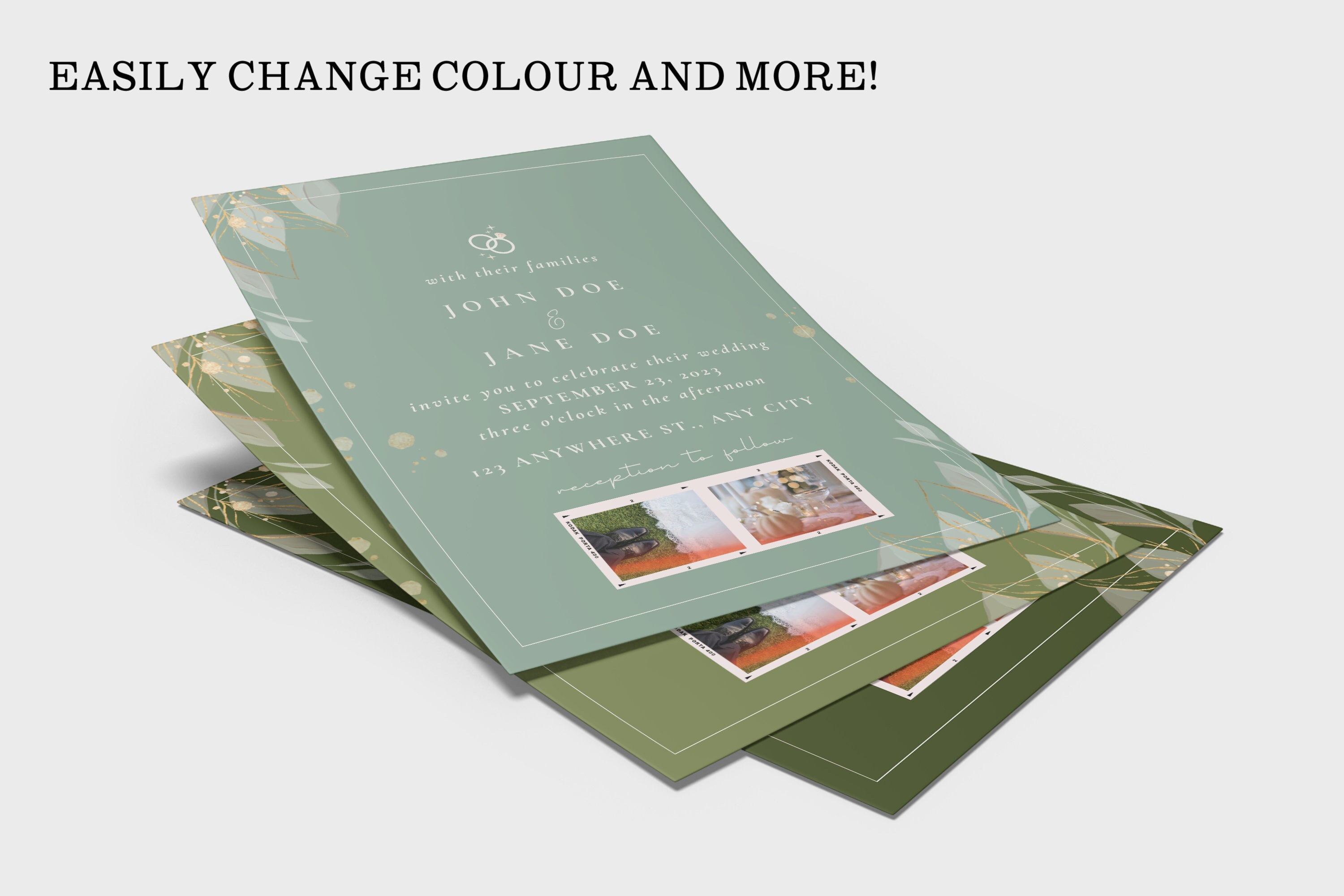 Green Party Invitation Card Minimalistic/simple Leaf - Etsy