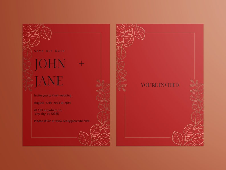 Red Invitation Card for Party Editable Digital Invitation - Etsy