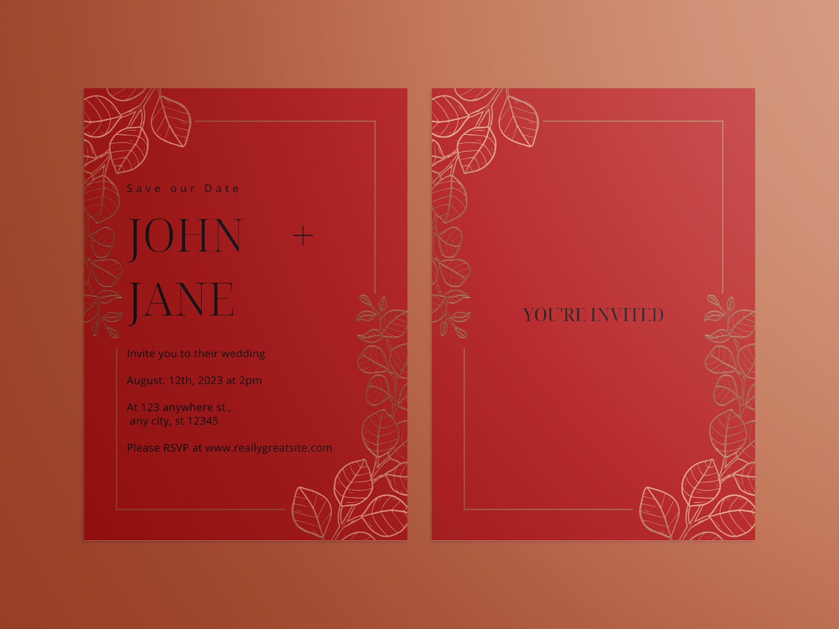 Red Invitation Card for Party Editable Digital Invitation - Etsy