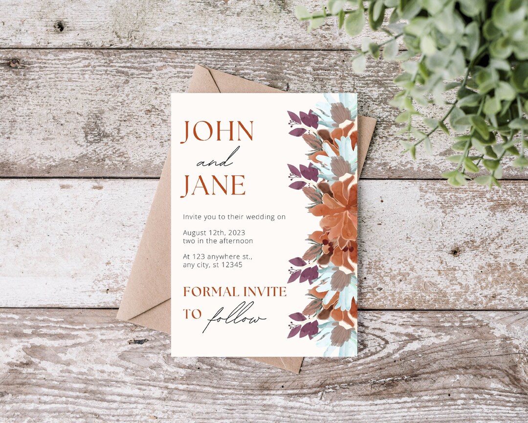 Floral Invitation Card for Party, Editable Digital Invitation, Cute ...