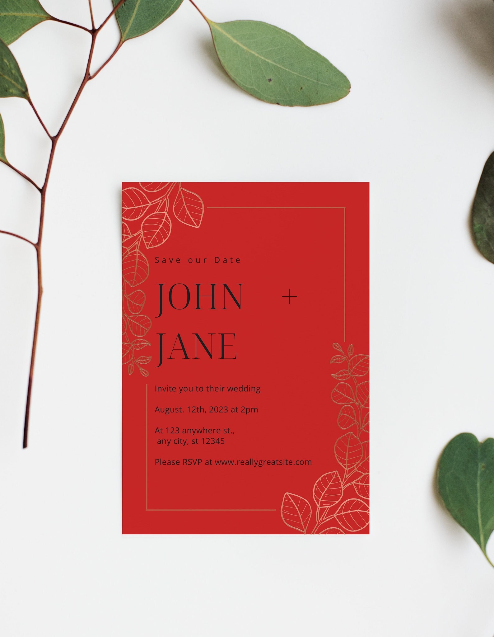 Red Invitation Card for Party, Editable Digital Invitation, Modern ...
