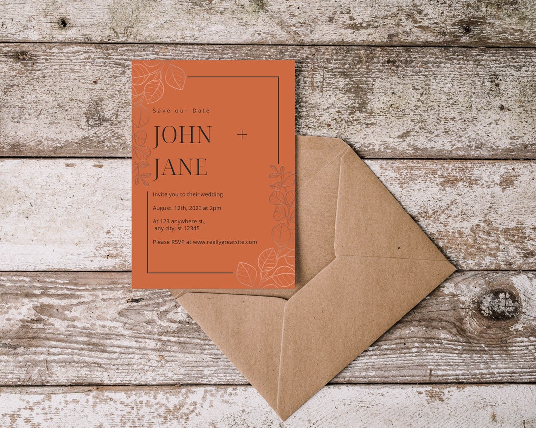 Orange Invitation Card for Party, Editable Digital Invitation, Modern ...
