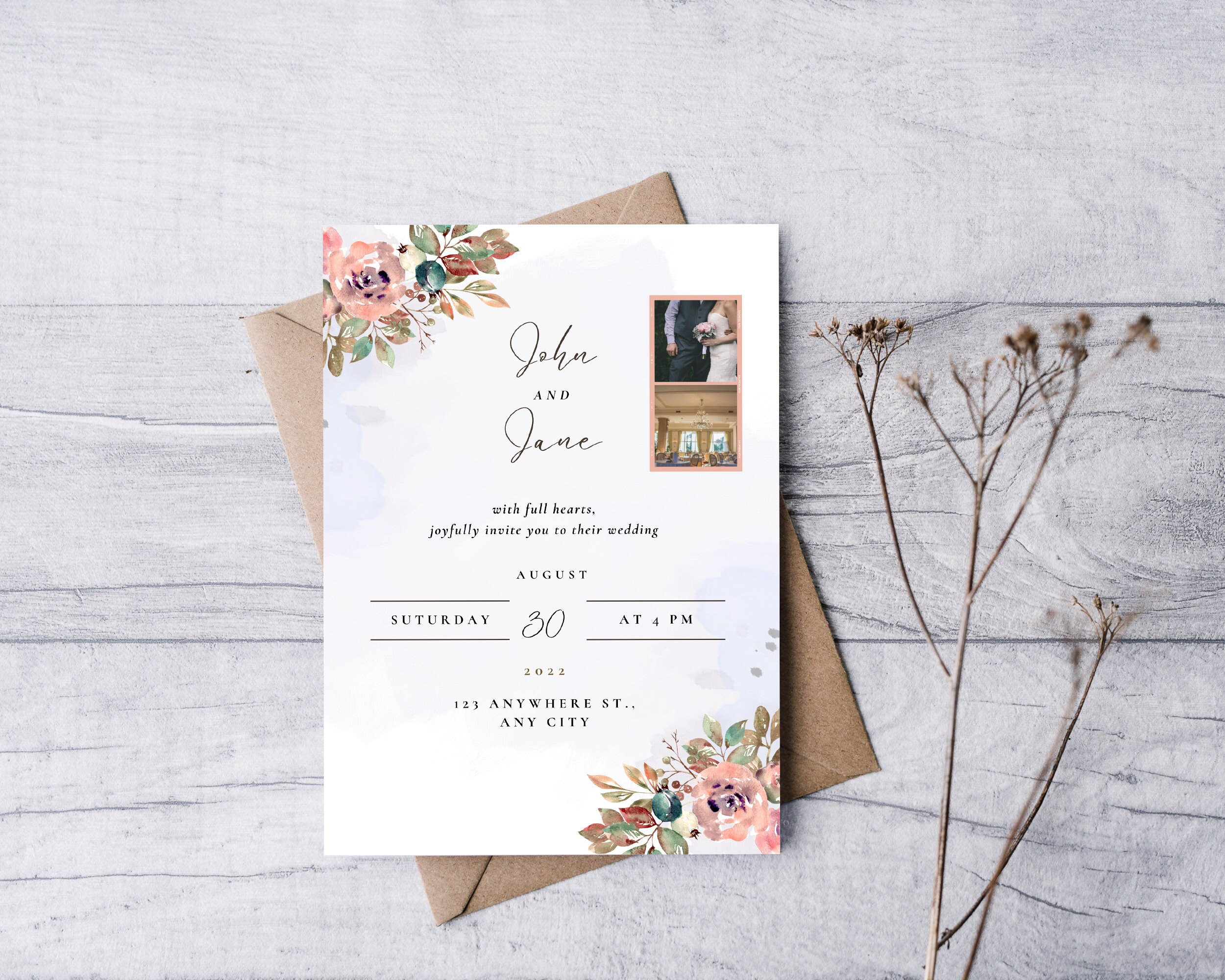 Cute Wedding Invitation Template, Modern/simple Editable Digital ...