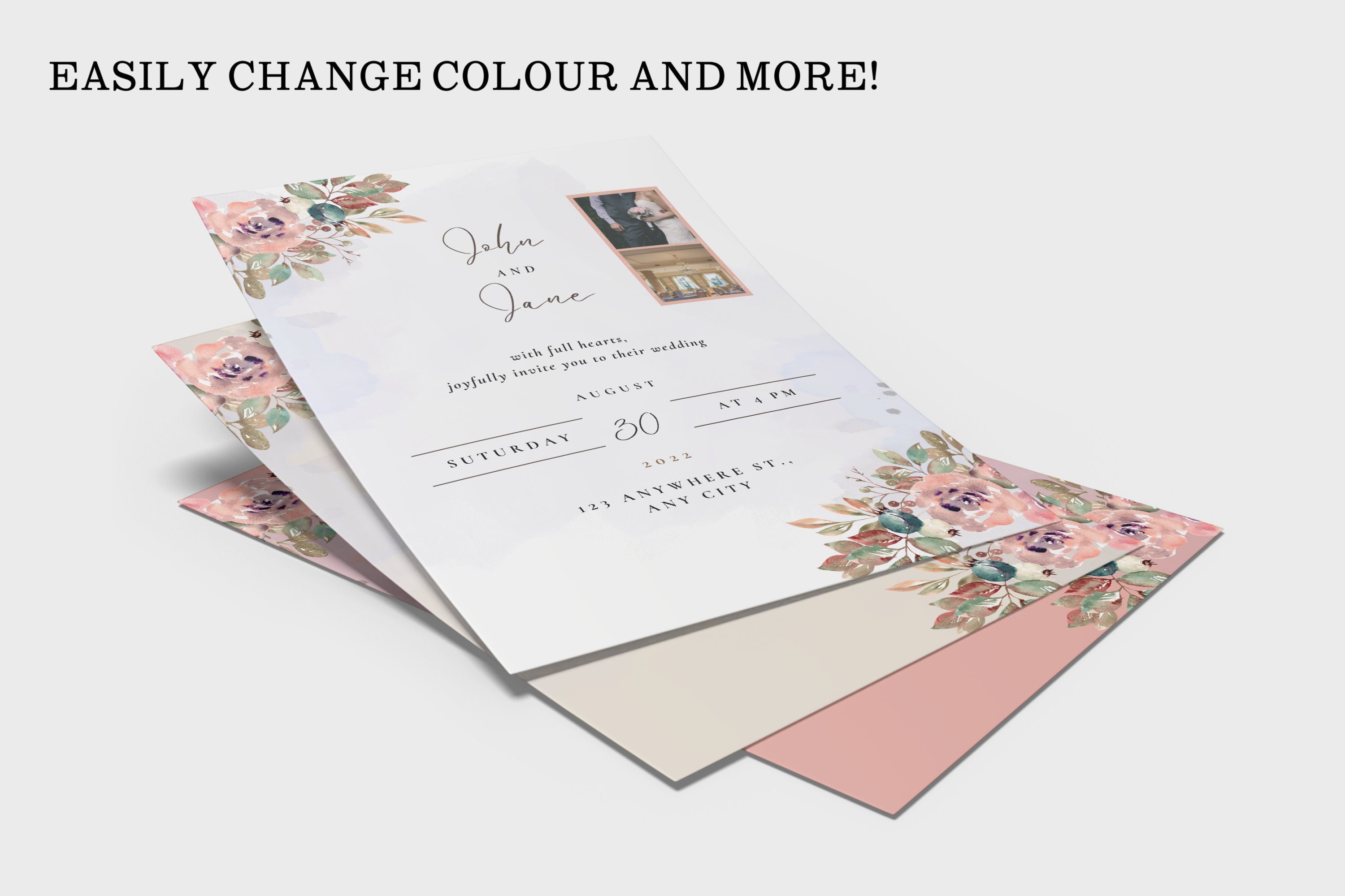 Cute Wedding Invitation Template, Modern/simple Editable Digital ...