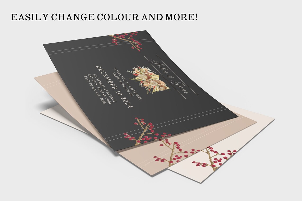 Black Invitation Card Cozy Invitation Canva Template - Etsy