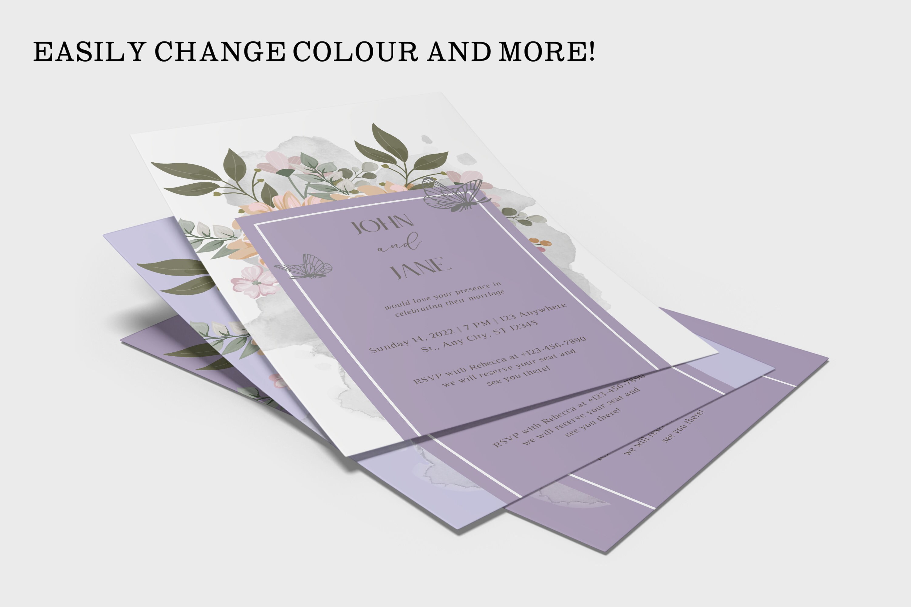 Editable Floral Invitation Card Cute/simple Flowers Instant - Etsy