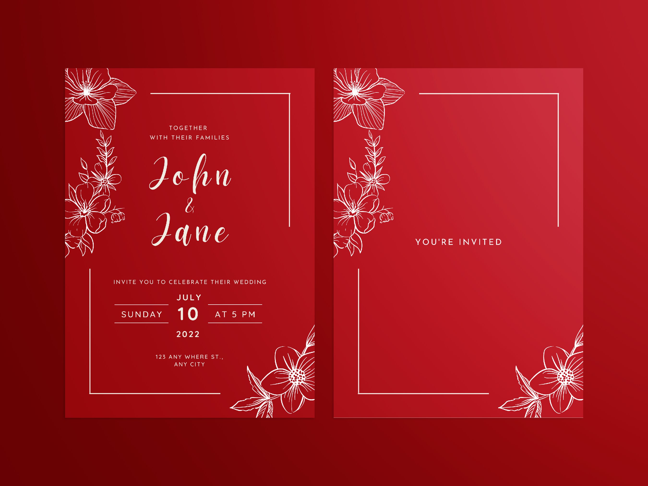 Simple Red Party Invitation Editable Digital Invitation - Etsy