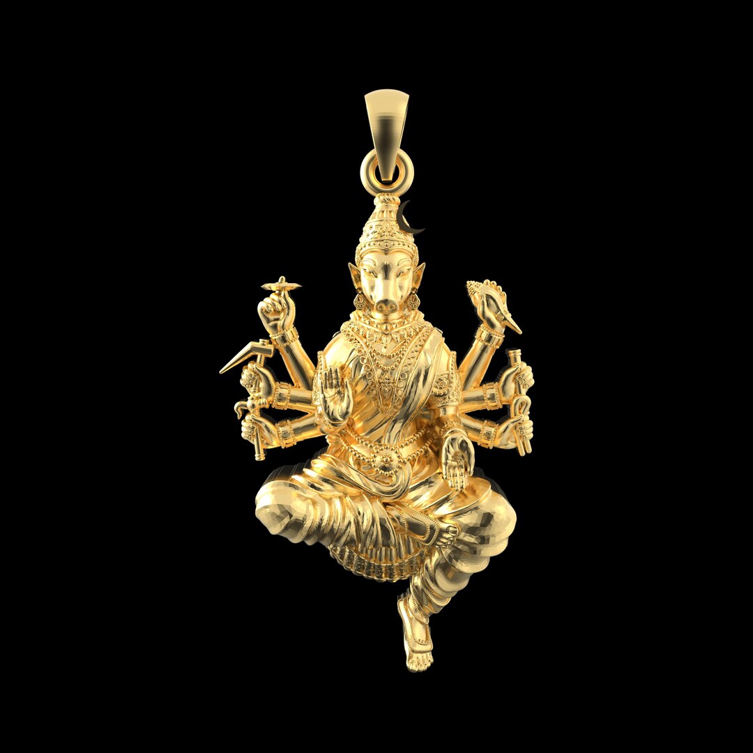 18K Gold Varahi Devi Pendant | Goddess of Wisdom Protection | Divine ...
