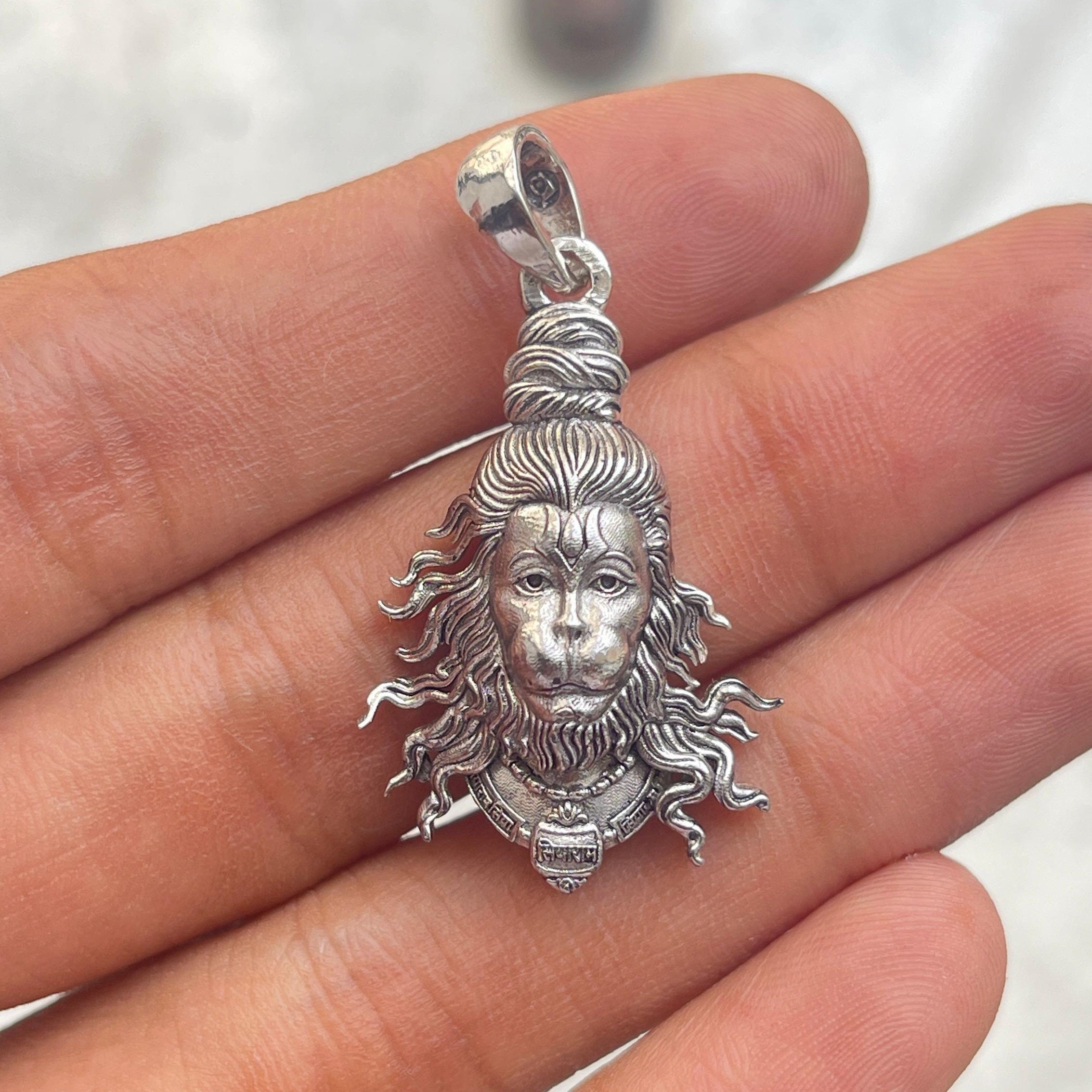 925 Sterling Silver Hanumanji Face Pendant Spiritual Hindu Jewelry ...