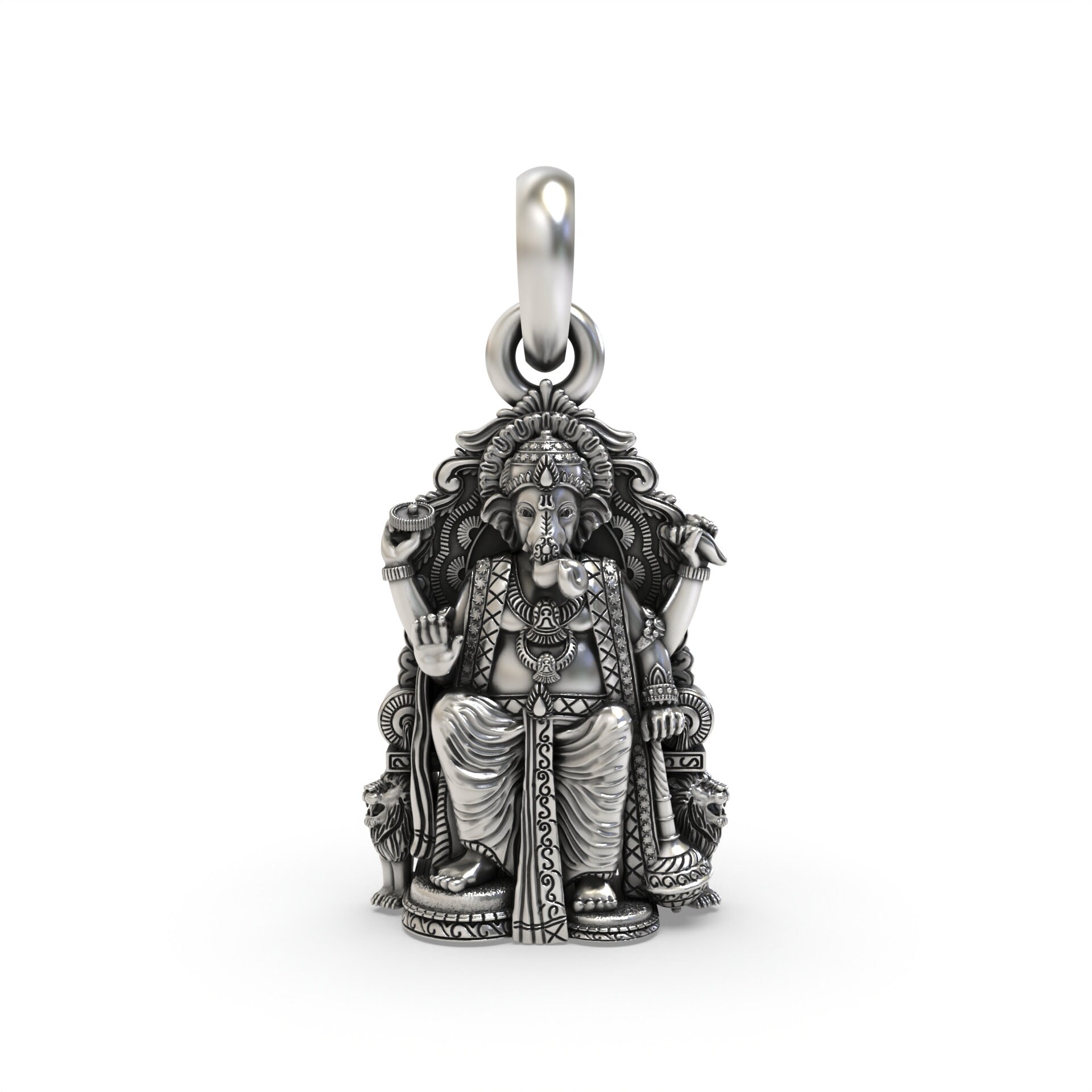 925 Silver Lalbaugcha Raja Ganesh Pendant Sterling Silver Ganpati ...