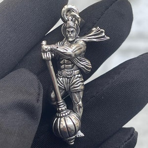 925 Sterling Silver Hanumanji Pendant - Hindu Deity Necklace ...
