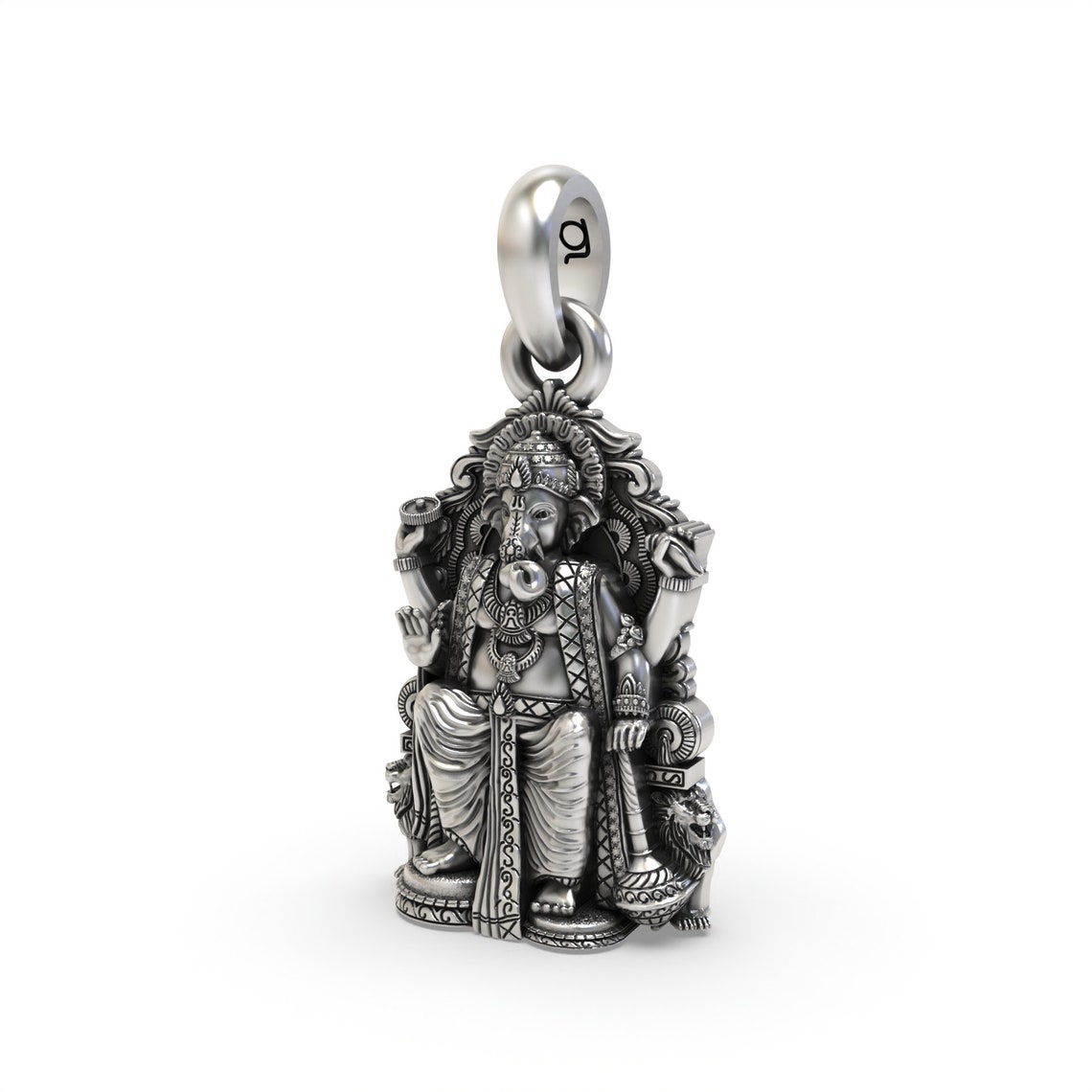 925 Silver Lalbaugcha Raja Ganesh Pendant Sterling Silver Ganpati ...