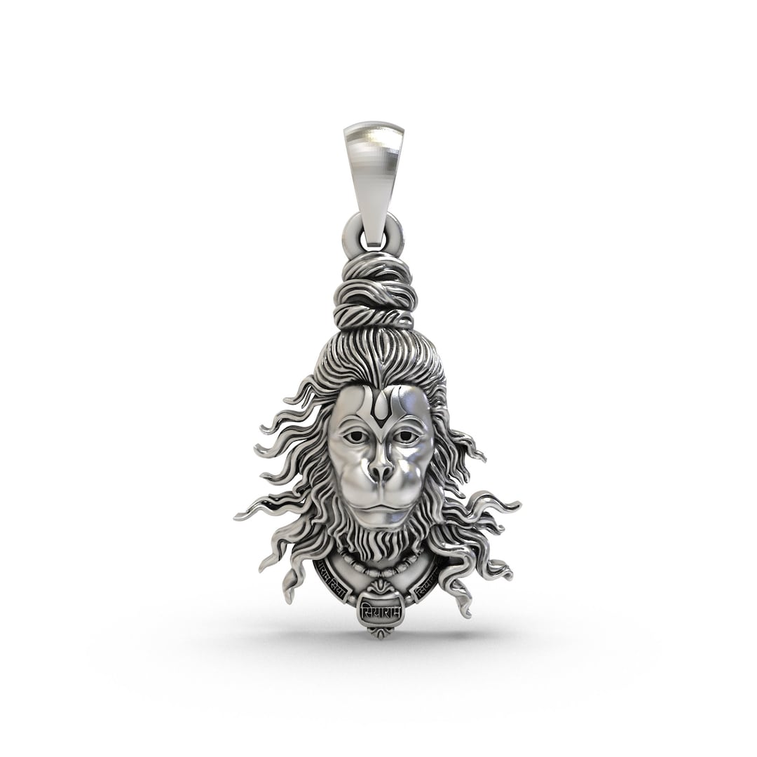 925 Sterling Silver Hanumanji Face Pendant Spiritual Hindu Jewelry ...