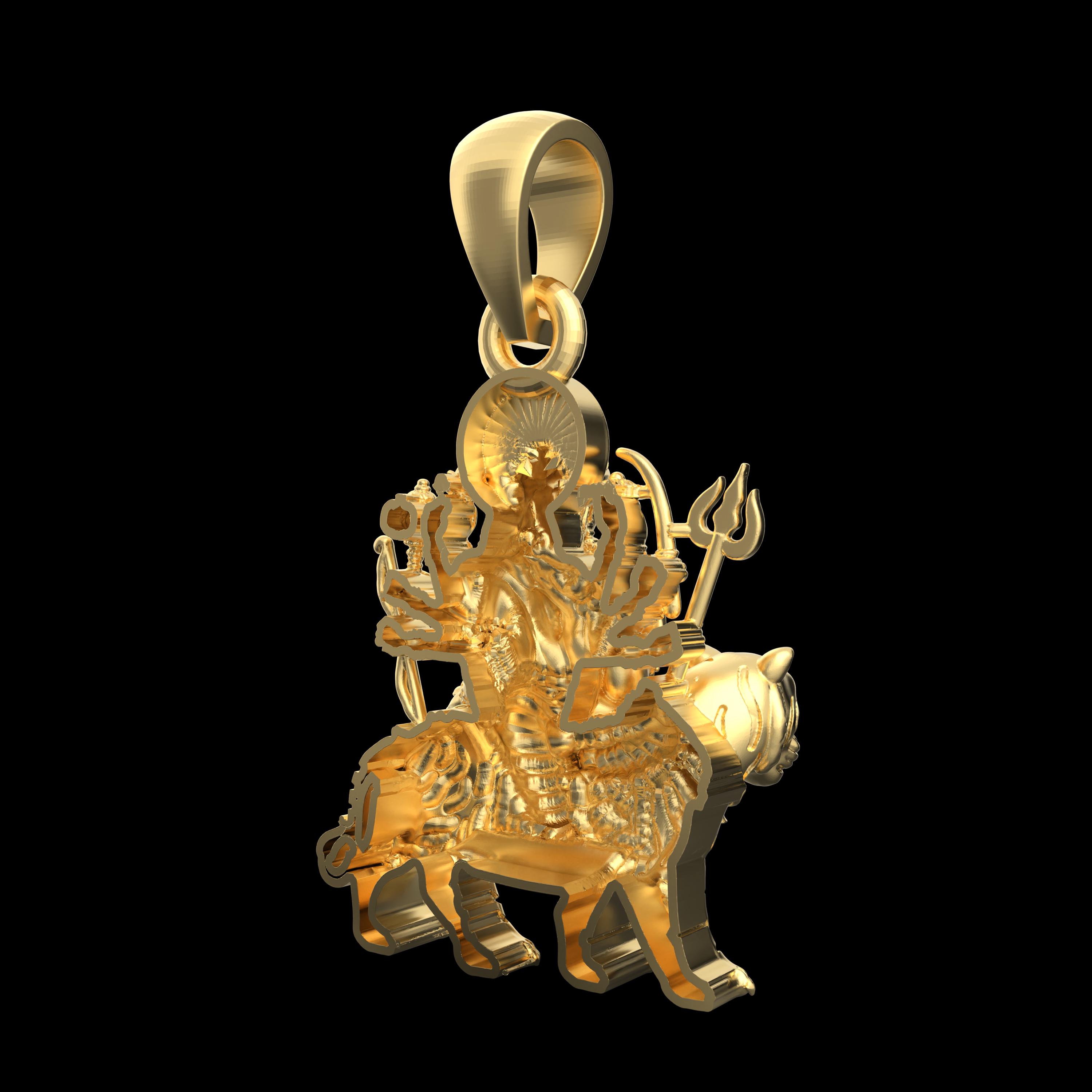 Ambe Maa Pendant 18K Gold Filled 925 Sterling Silver Durga Temple ...