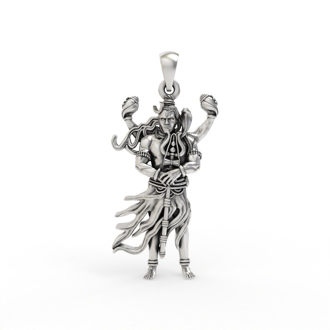 925 Sterling Silver Shiv Pendant Hindu God Necklace Mahadev spiritual ...