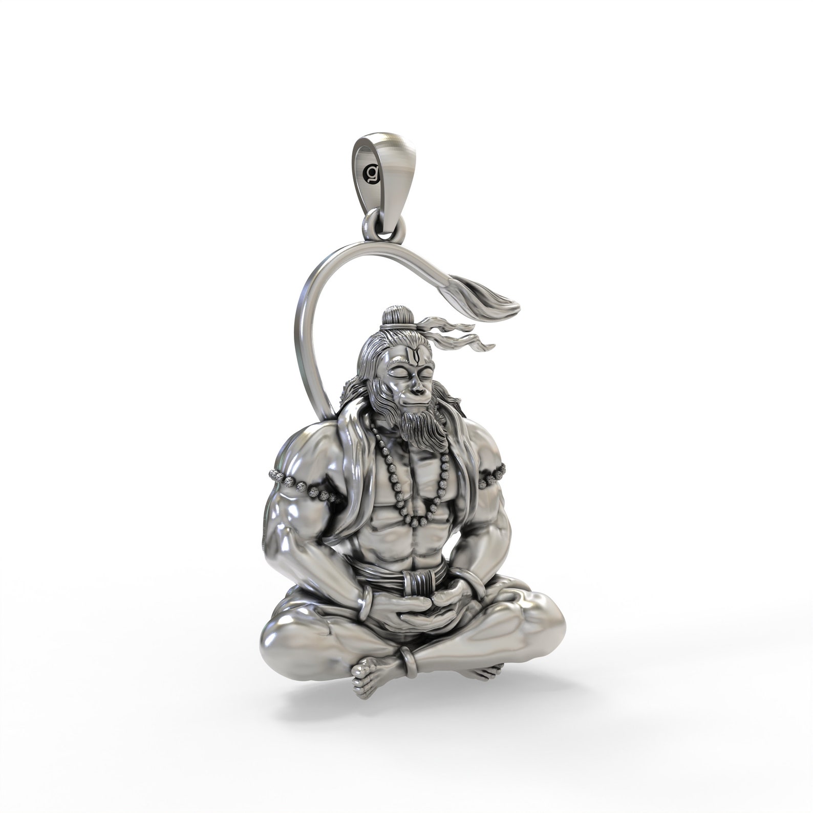 Buy 925 Silver Hanuman Meditation Pendant Spiritual Hindu Deity ...