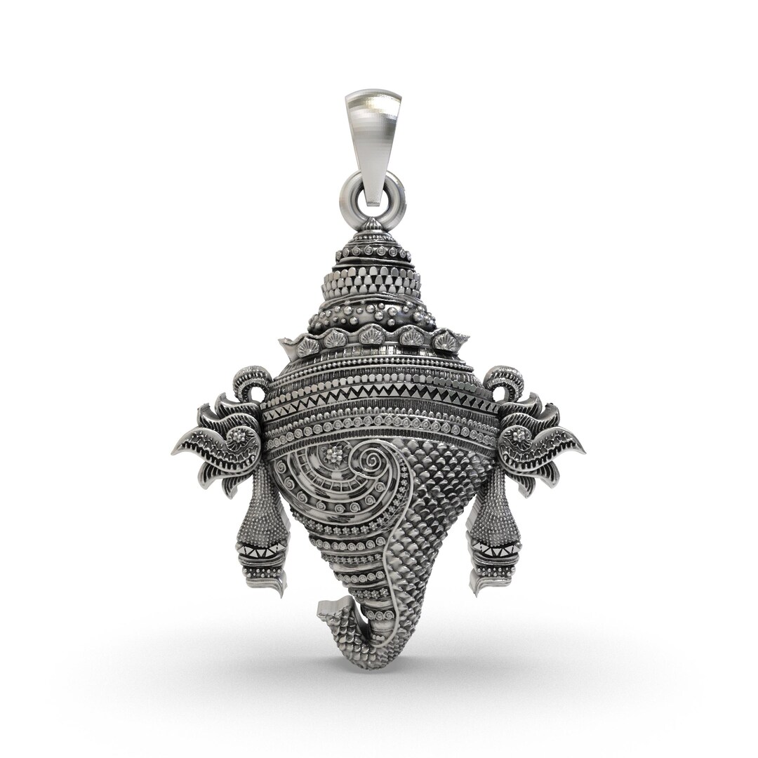 Vishnu Shankh Panchajanya Pendant 925 Sterling Silver Sacred Conch ...