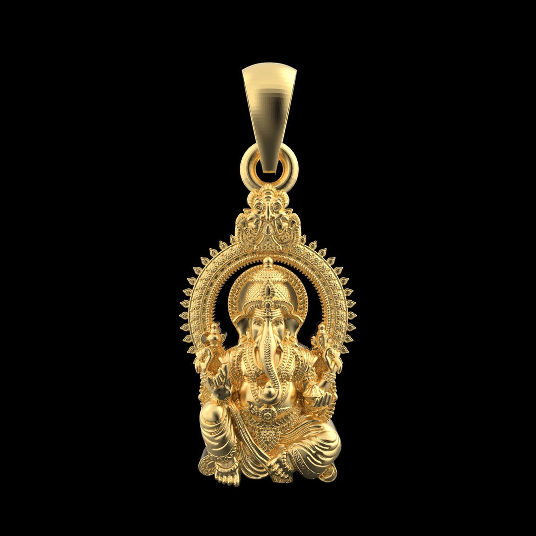 Lord Ganesha Gold Pendant | Ganpati Bappa Necklace | Religious Jewelry ...