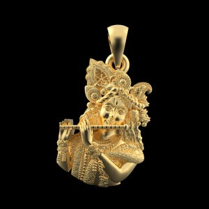 18K Gold Krishna Pendant: ISKCON Divine Bhakti Necklace - Etsy