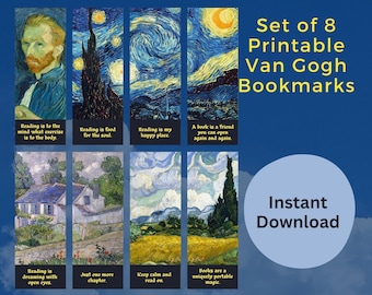 Claude Monet Art Printable Bookmarks Set Book Lover Gift Bookish ...